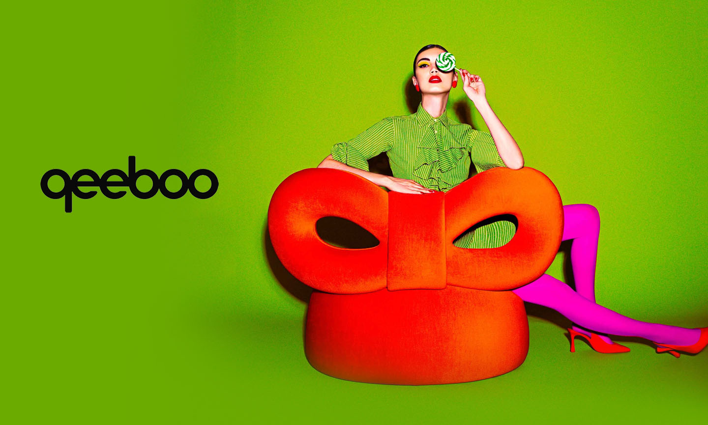 Qeeboo, Ribbon Armchair: a comfortable ribbon with a strong feminine appeal