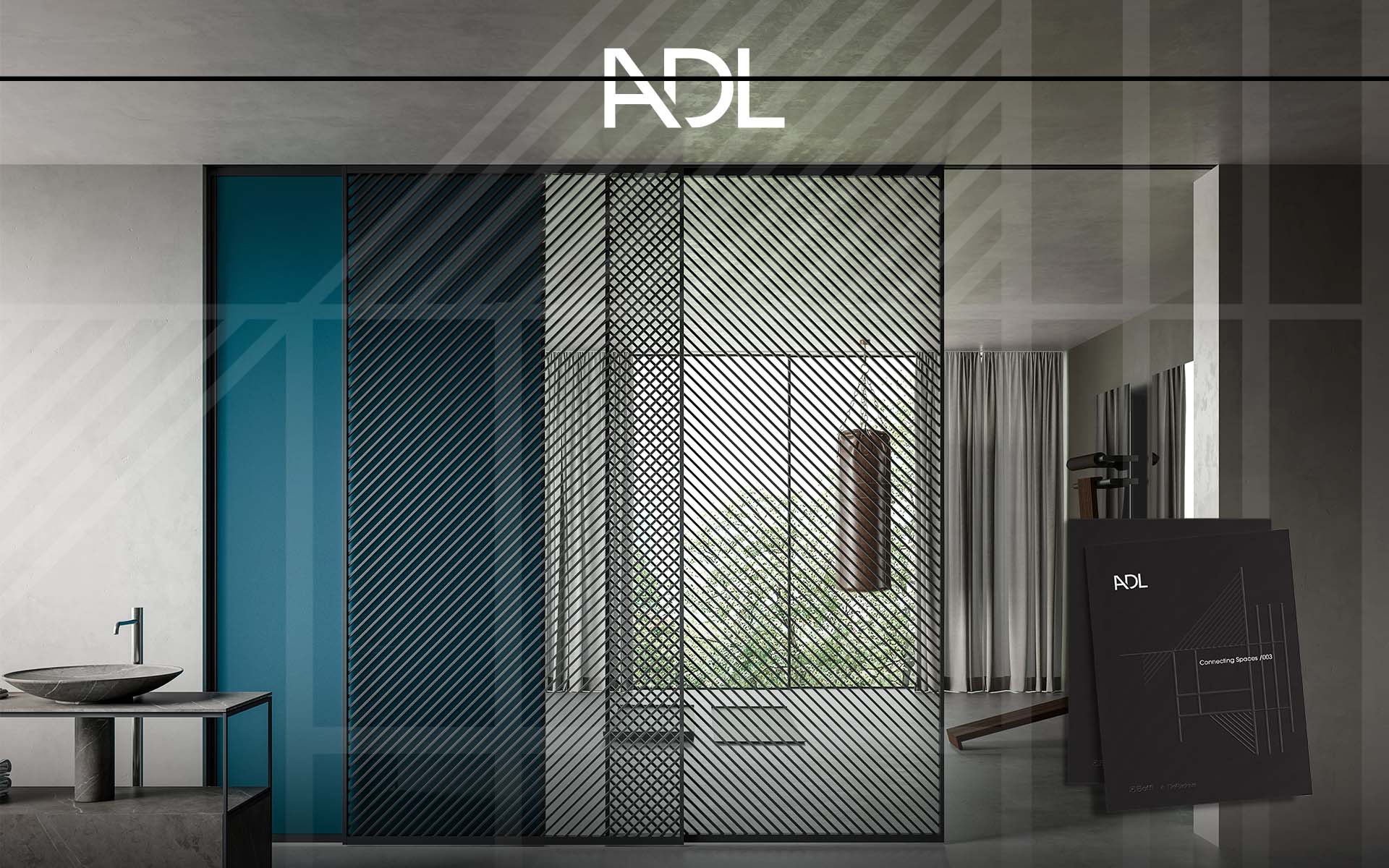 Glass and steel mobile partition wall: Golden Gate by ADL