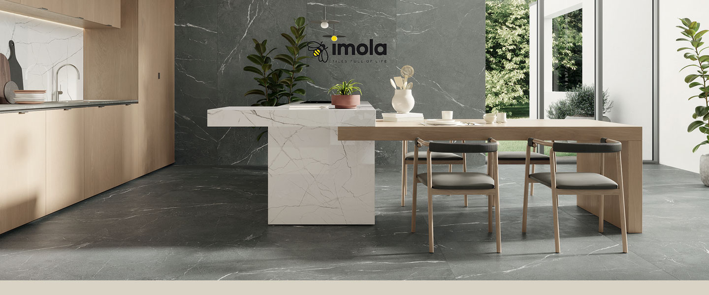 Stone-effect ceramic tiles: The rock, Move on discovery by Imola