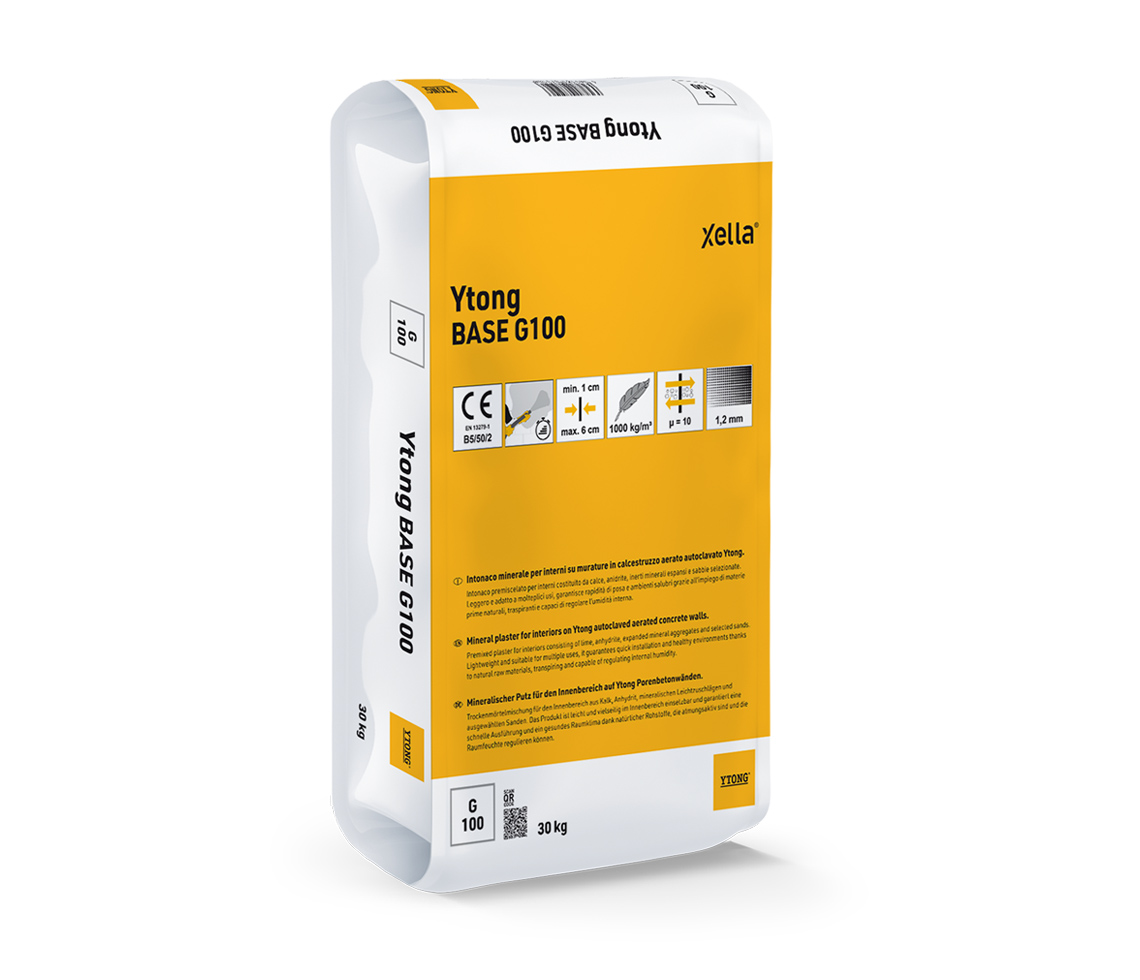 Nuovo intonaco traspirante a base calce-gesso Ytong Base G100