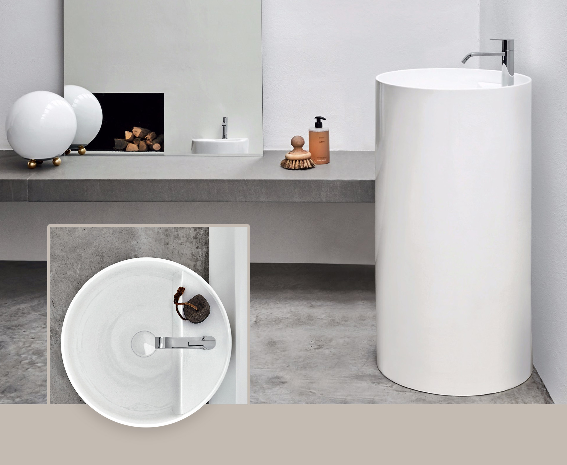 Nic, freestanding washbasin available in 29 colours, gloss, matt ...