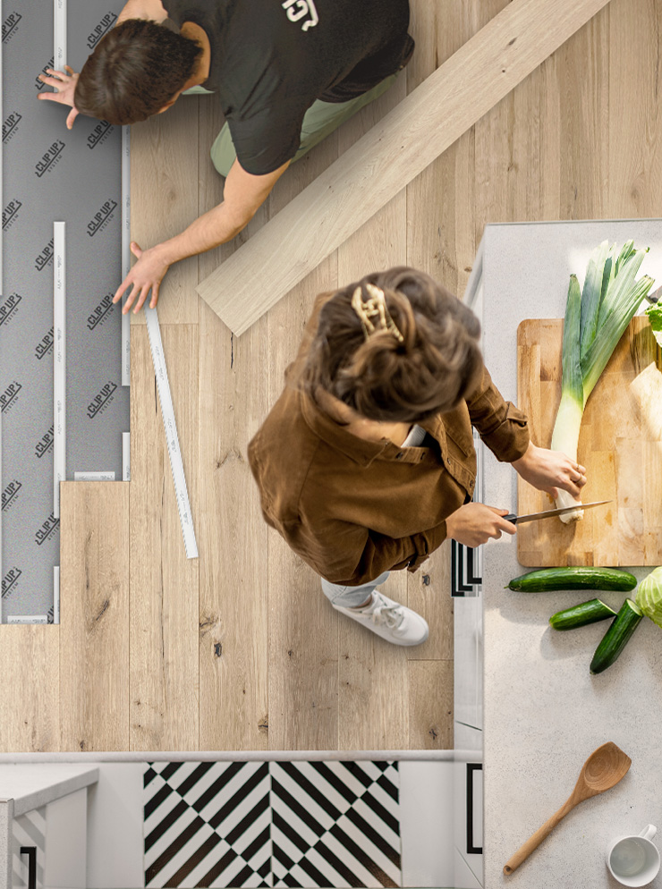 Glueless laying system for wooden floors: Clip up System by Garbelotto