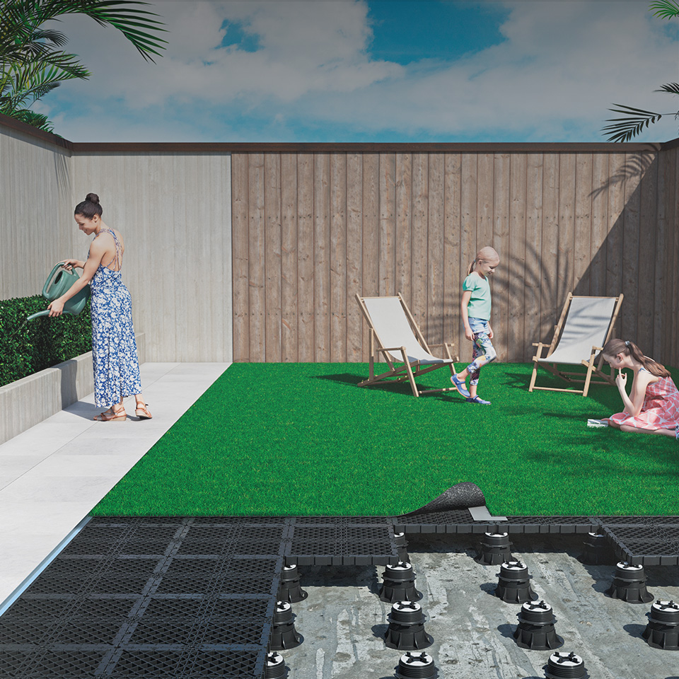 GRF System Eterno Ivica for the installation of outdoor raised floors