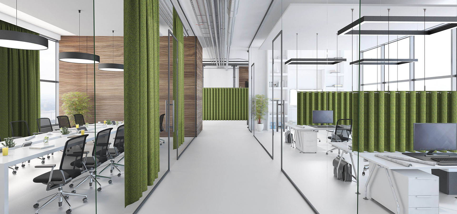 Snowsound Fiber by Caimi: custom-made acoustic curtains, an integral part of the furnishing project