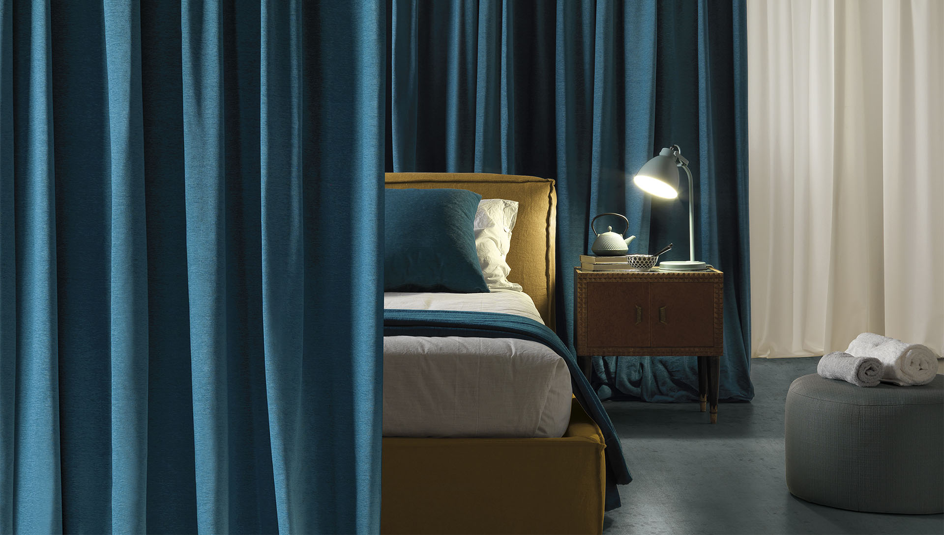 Snowsound Fiber by Caimi: custom-made acoustic curtains, an integral part of the furnishing project