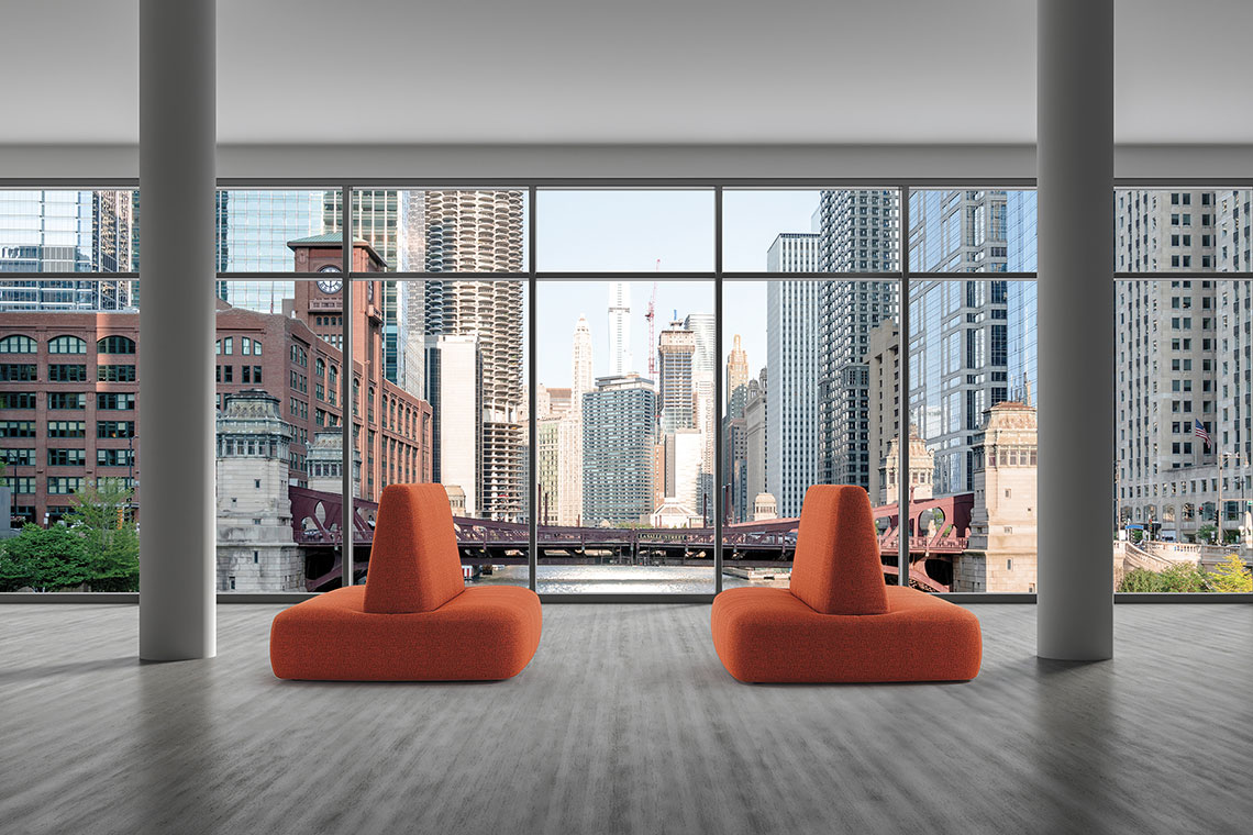 Seats made of sound-absorbing materials by Caimi