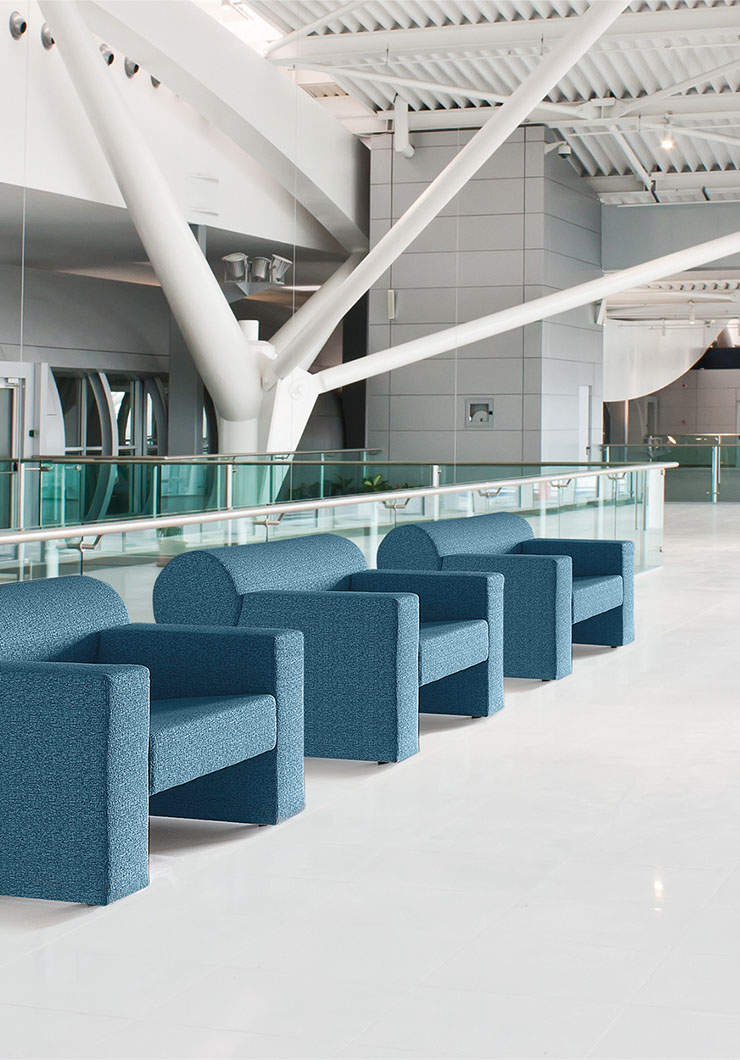 Seats made of sound-absorbing materials by Caimi