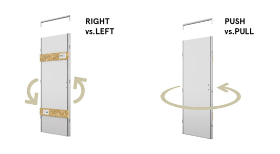 Ermetika, reversible hinged flush door xREVERx: push, pull, right, left ...