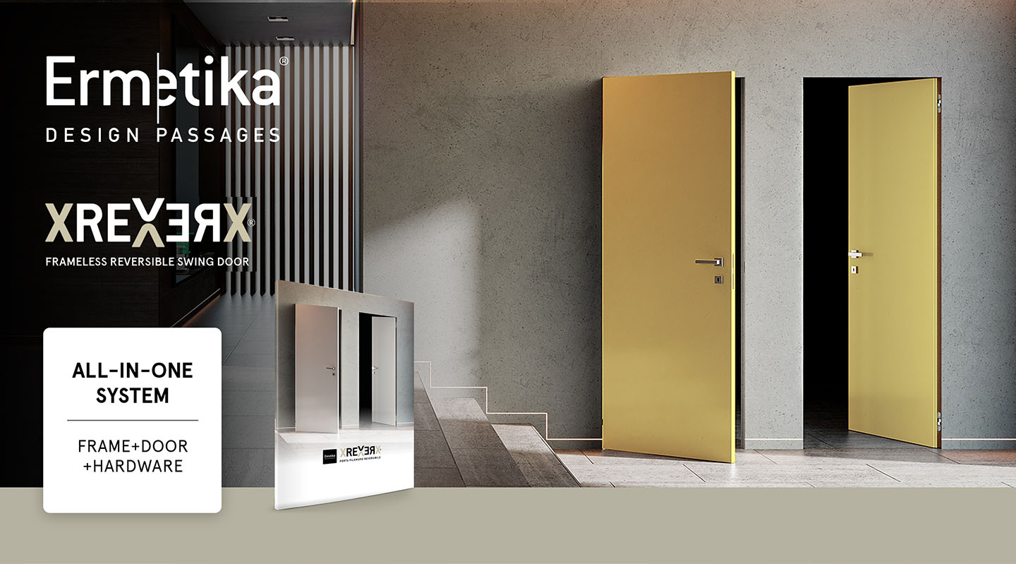 Ermetika, reversible hinged flush door xREVERx: push, pull, right, left ...