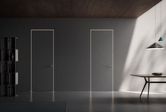 L'illuminazione LED integrata in una porta filomuro: Scrigno Controluce