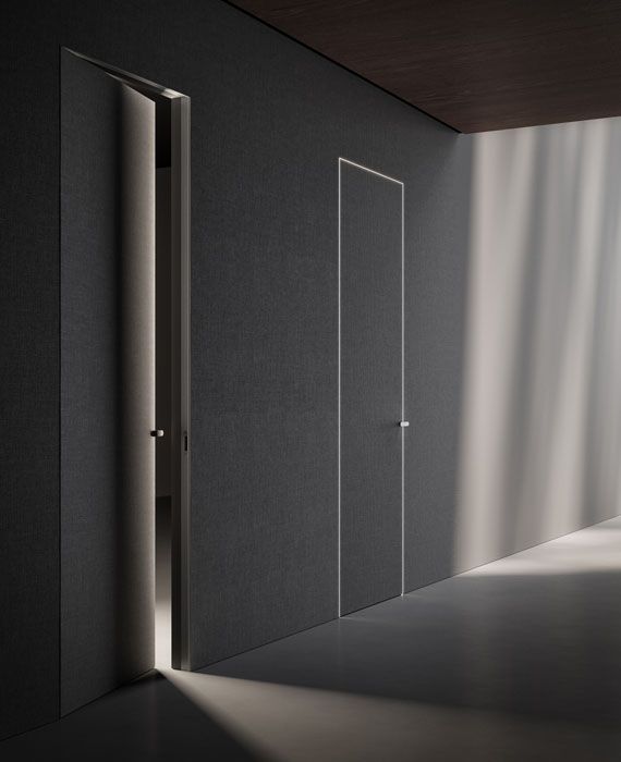 L'illuminazione LED integrata in una porta filomuro: Scrigno Controluce