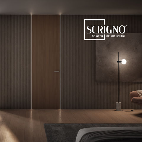 L'illuminazione LED integrata in una porta filomuro: Scrigno Controluce