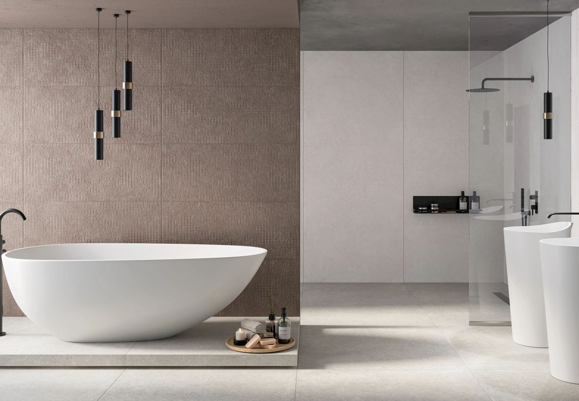Porcelain stoneware inspired by limestone by Ceramiche Supergres