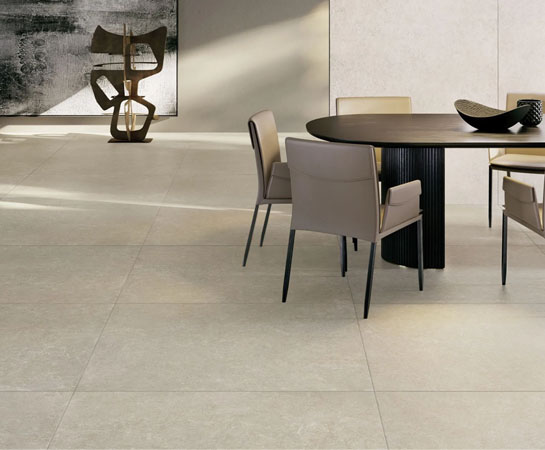 Porcelain stoneware inspired by limestone by Ceramiche Supergres