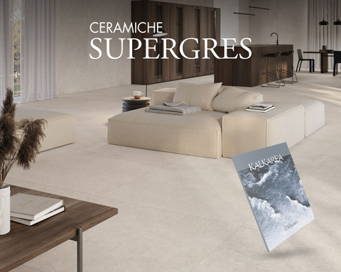 Porcelain stoneware inspired by limestone by Ceramiche Supergres