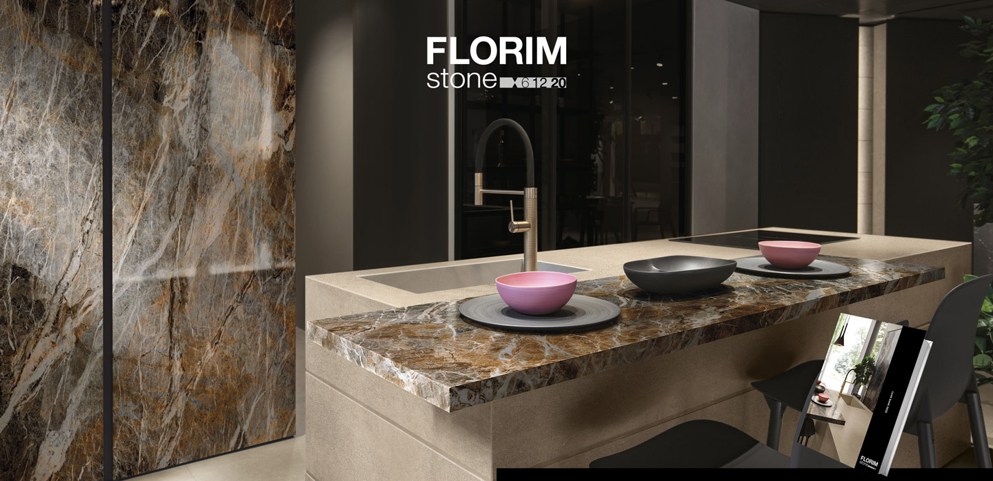 FLORIM stone: ceramic surfaces to create flowing, coordinated environments