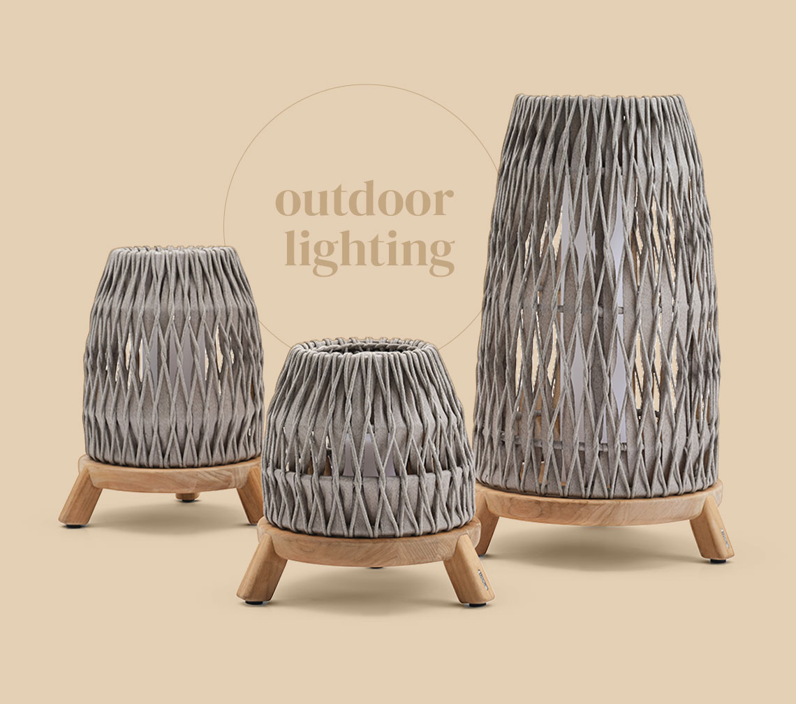 Manutti Sandua collection: woven shells supported by wooden bases