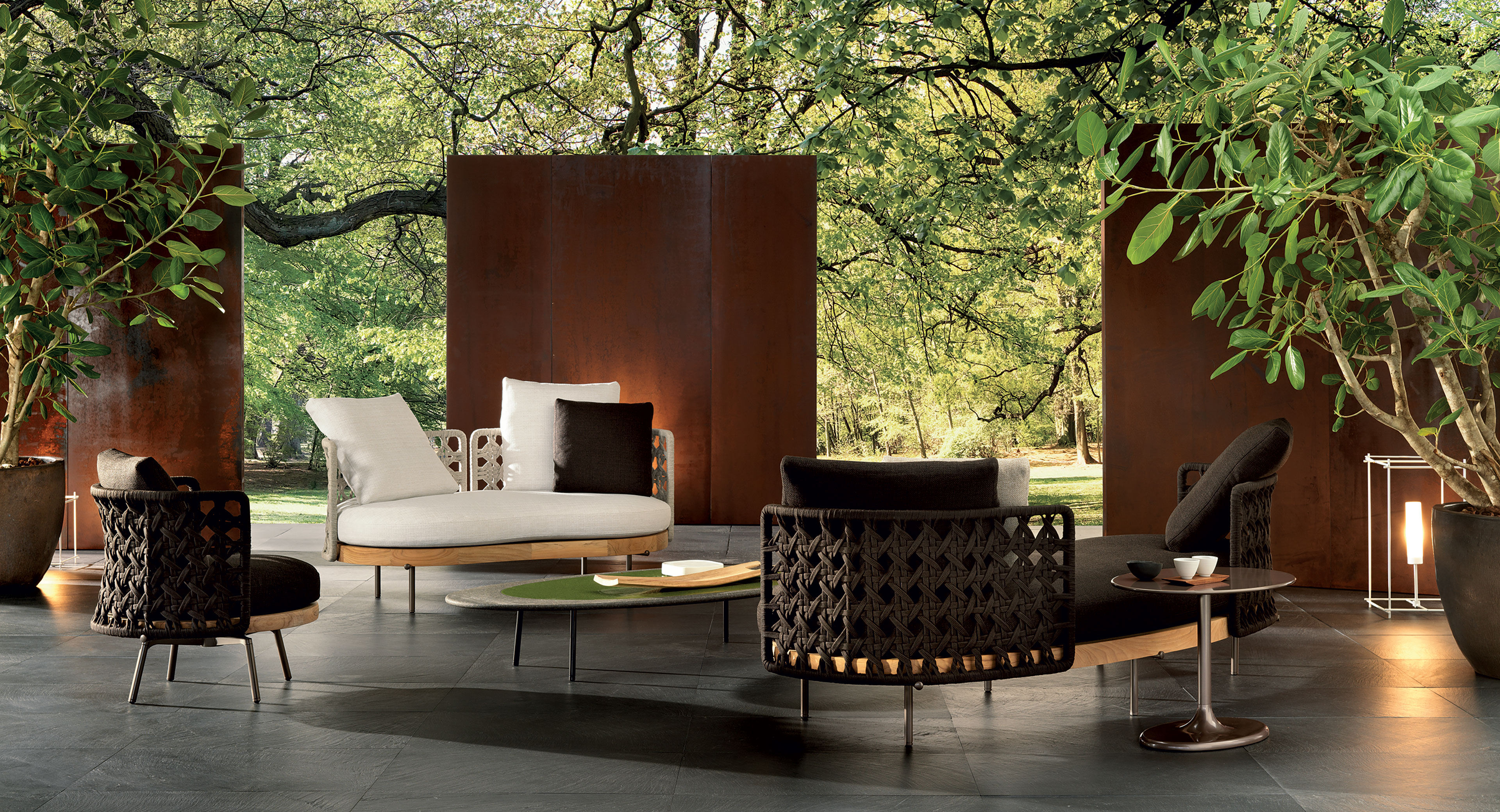 Minotti presents Torii Bold and Torii Nest Outdoor | nendo design