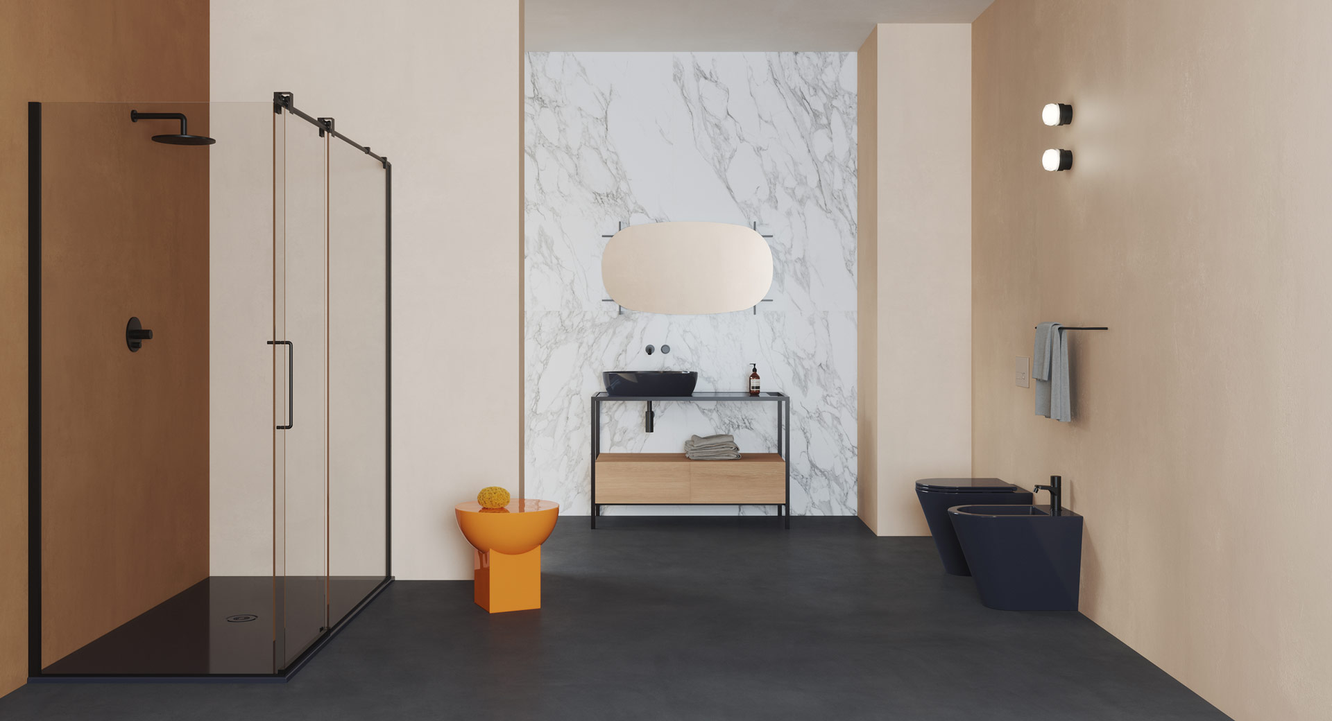 SoloDue, the tailor-made, only 2 cm thick, full body ceramic shower ...