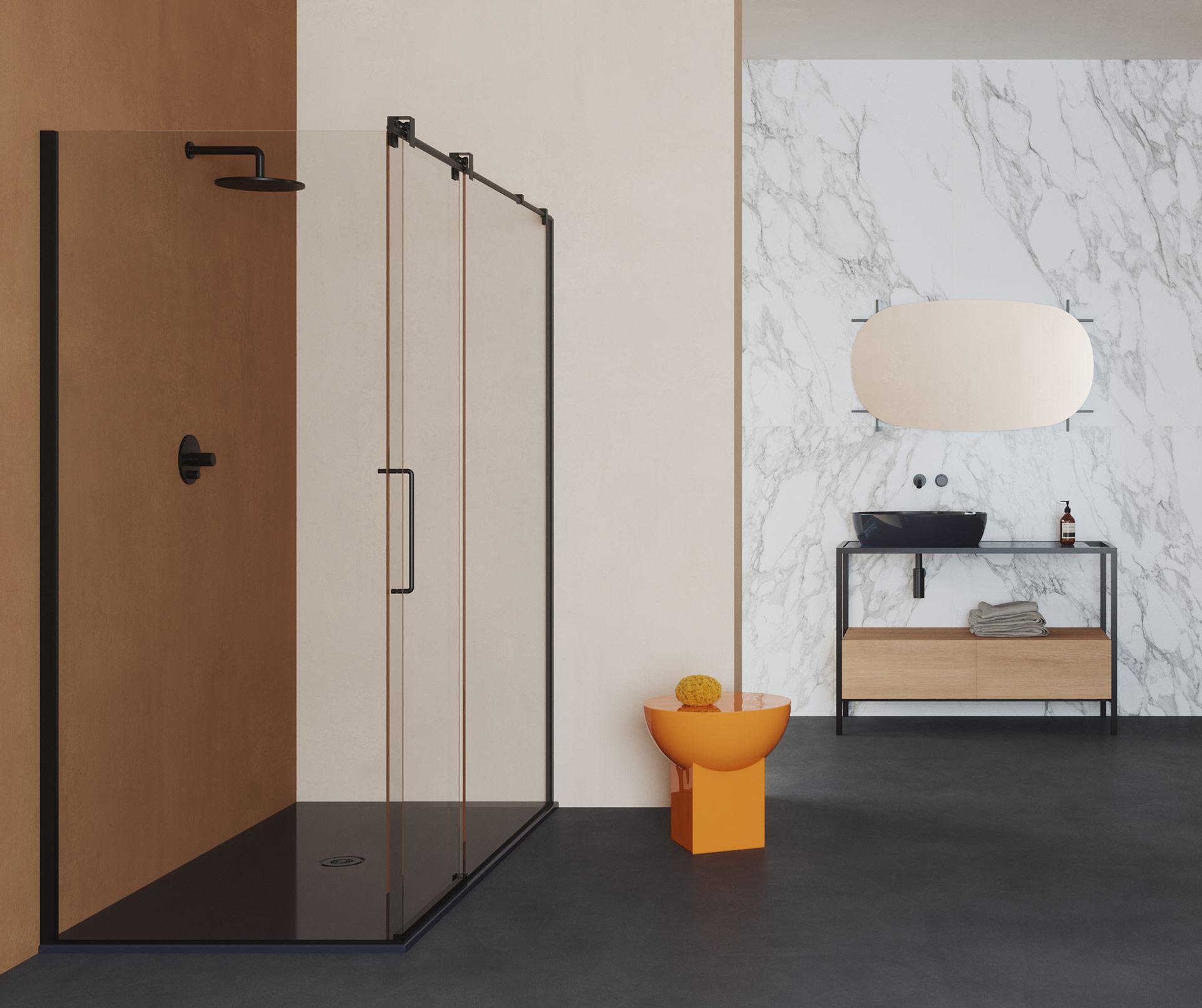 SoloDue, the tailor-made, only 2 cm thick, full body ceramic shower ...