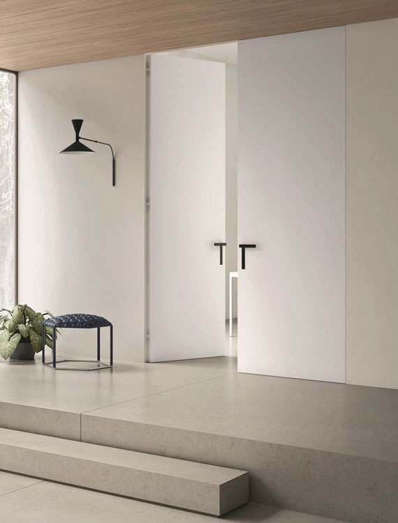 B-Line and Vitrum-Line by Bluinterni: same frame for glass or wooden doors