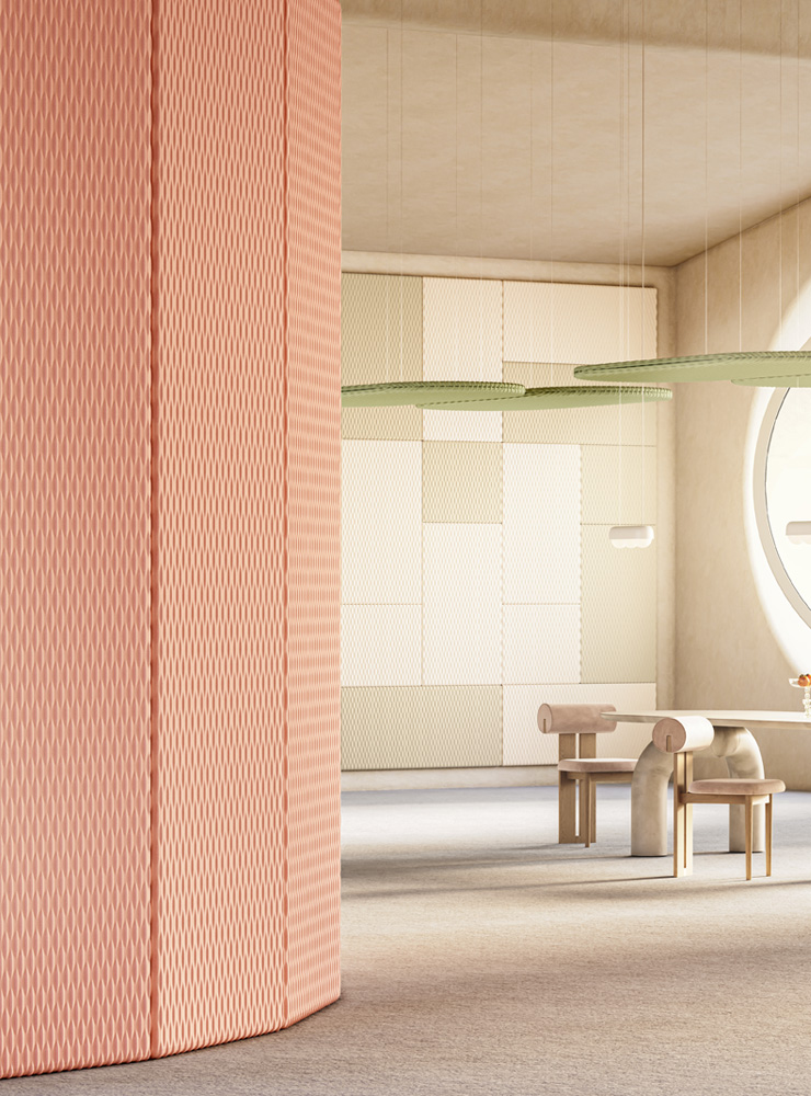 3D acoustic panels with sculptural woven textiles: Casalis