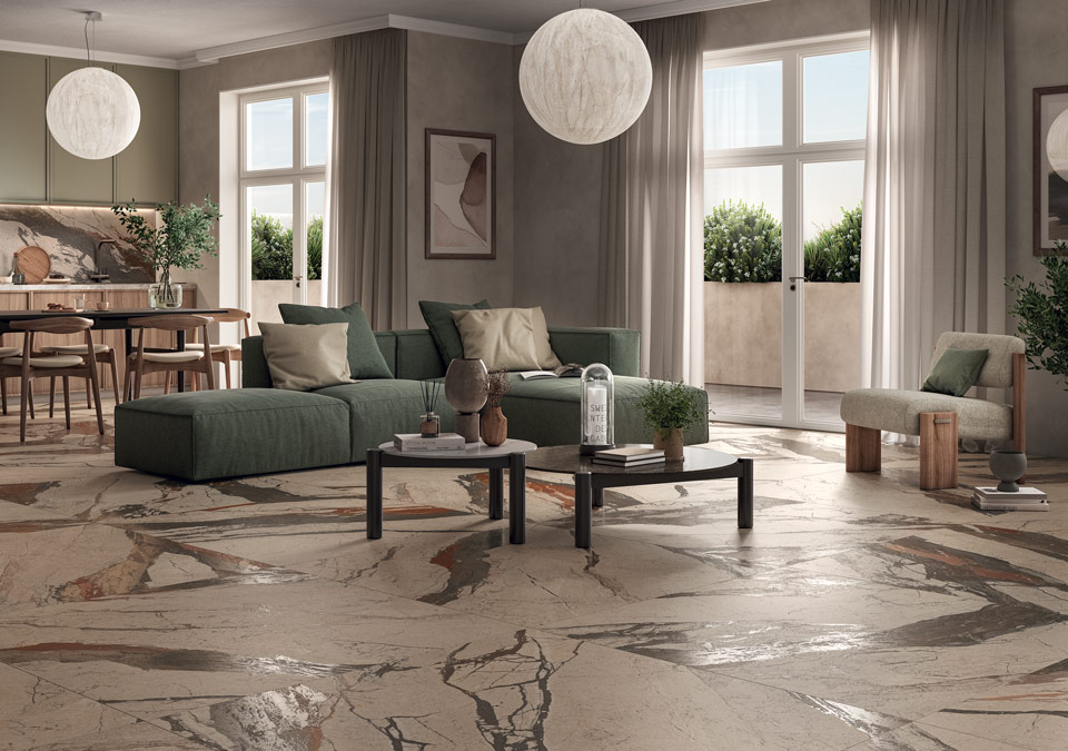 Marble-effect ceramic surfaces: 4 new proposals The Room by Imola Ceramica