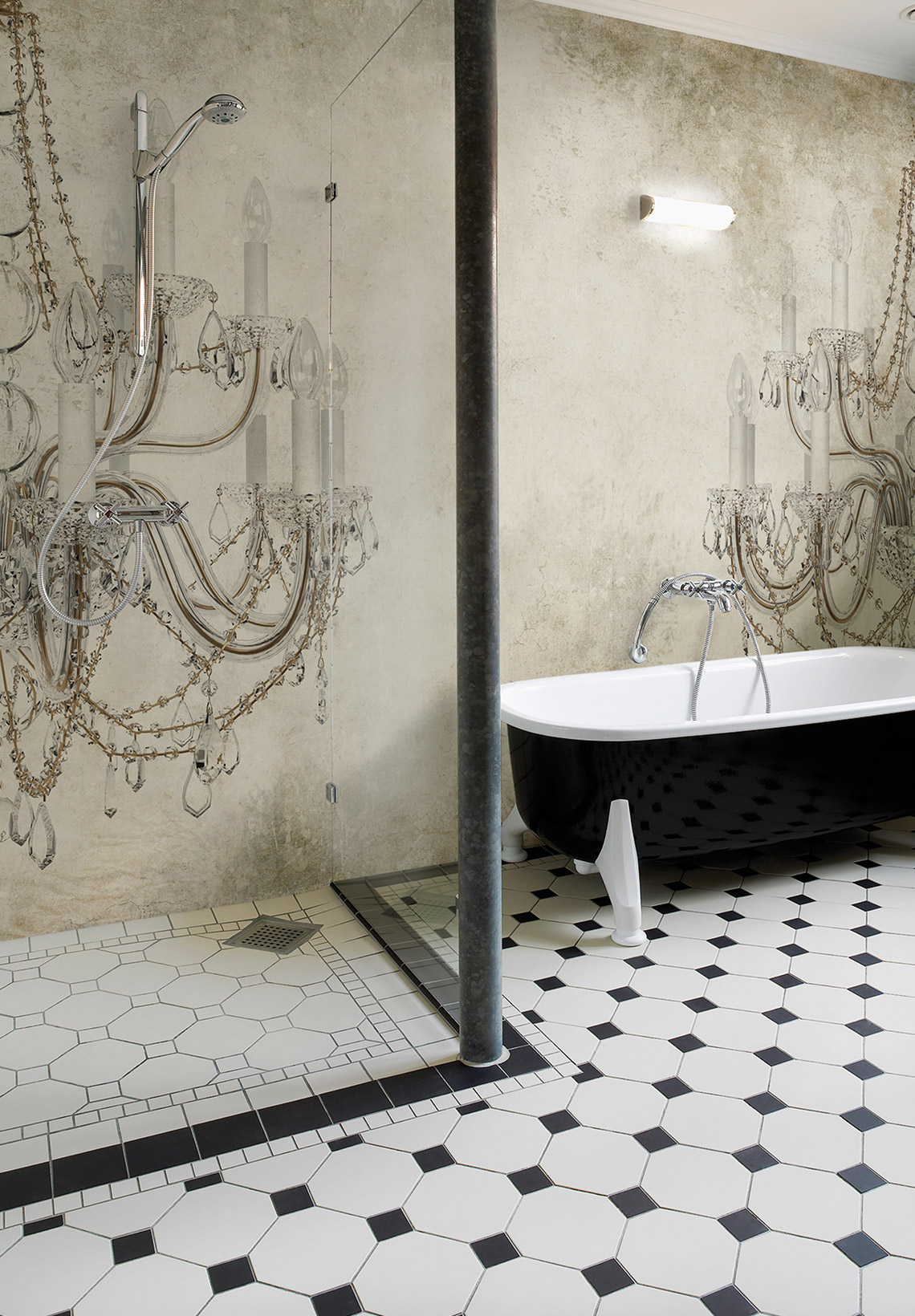Waterproof wallpaper for bathroom: WET System by Wall&decò