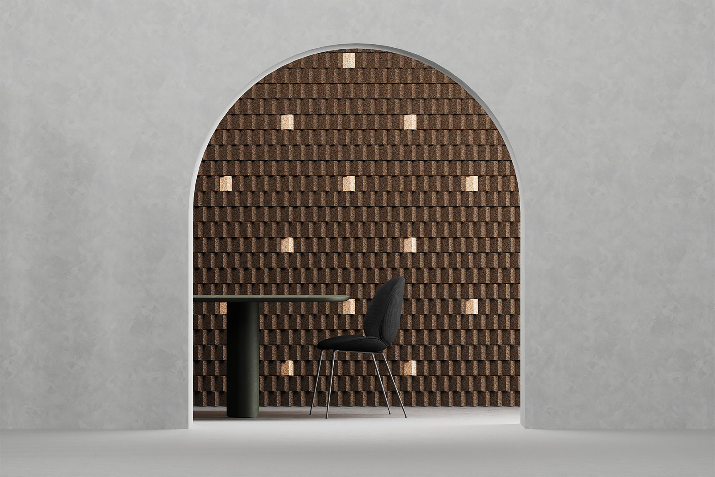 Cork tiles: create an acoustic wall with all natural, sustainable elements