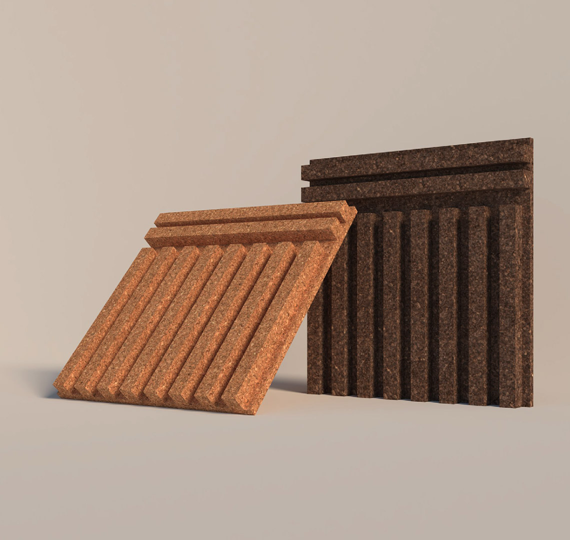 Cork tiles: create an acoustic wall with all natural, sustainable elements