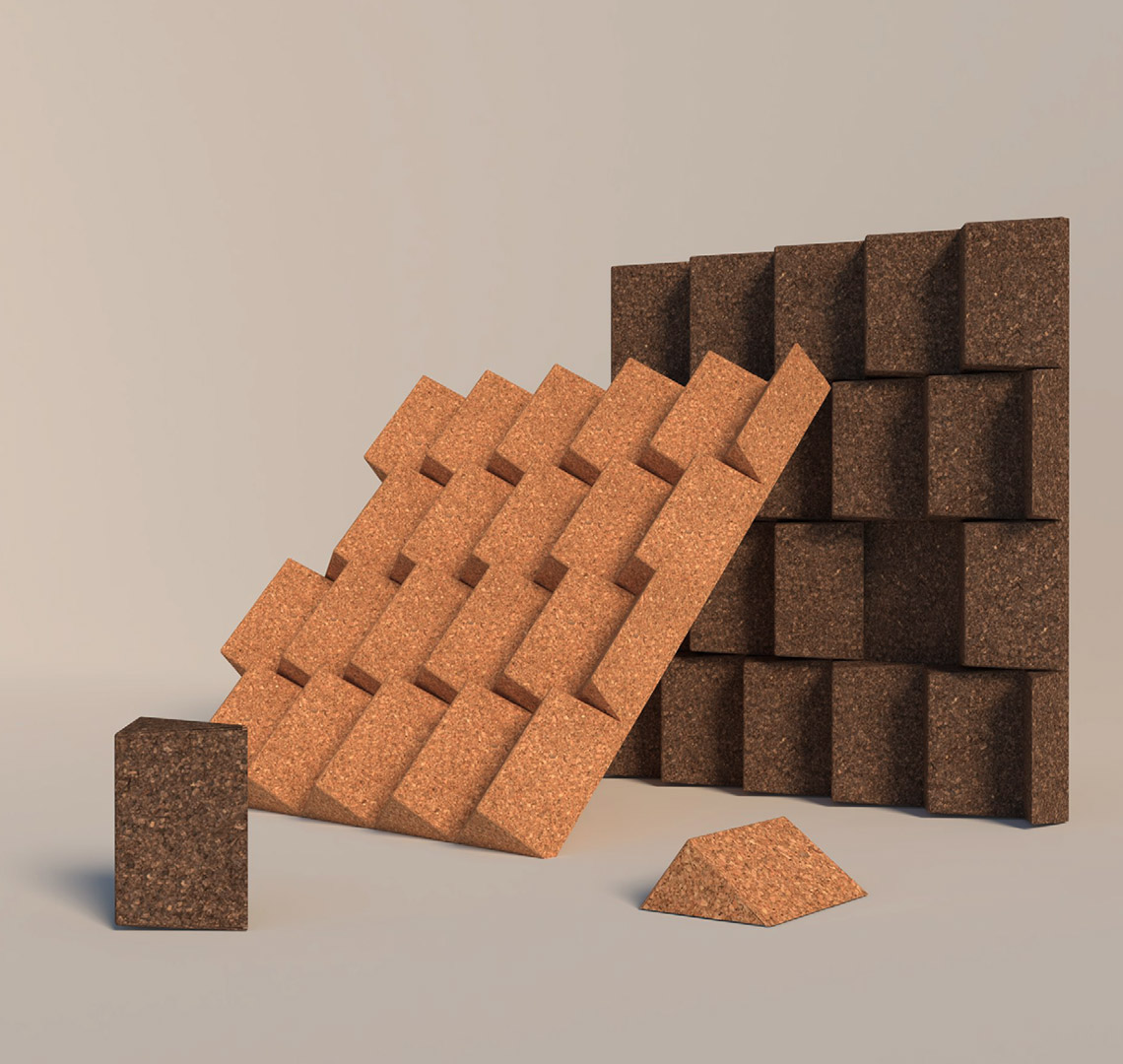 Cork tiles: create an acoustic wall with all natural, sustainable elements