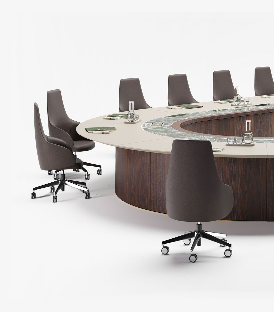 Elegant customisable U-shaped wooden meeting table - Bespoke PROF
