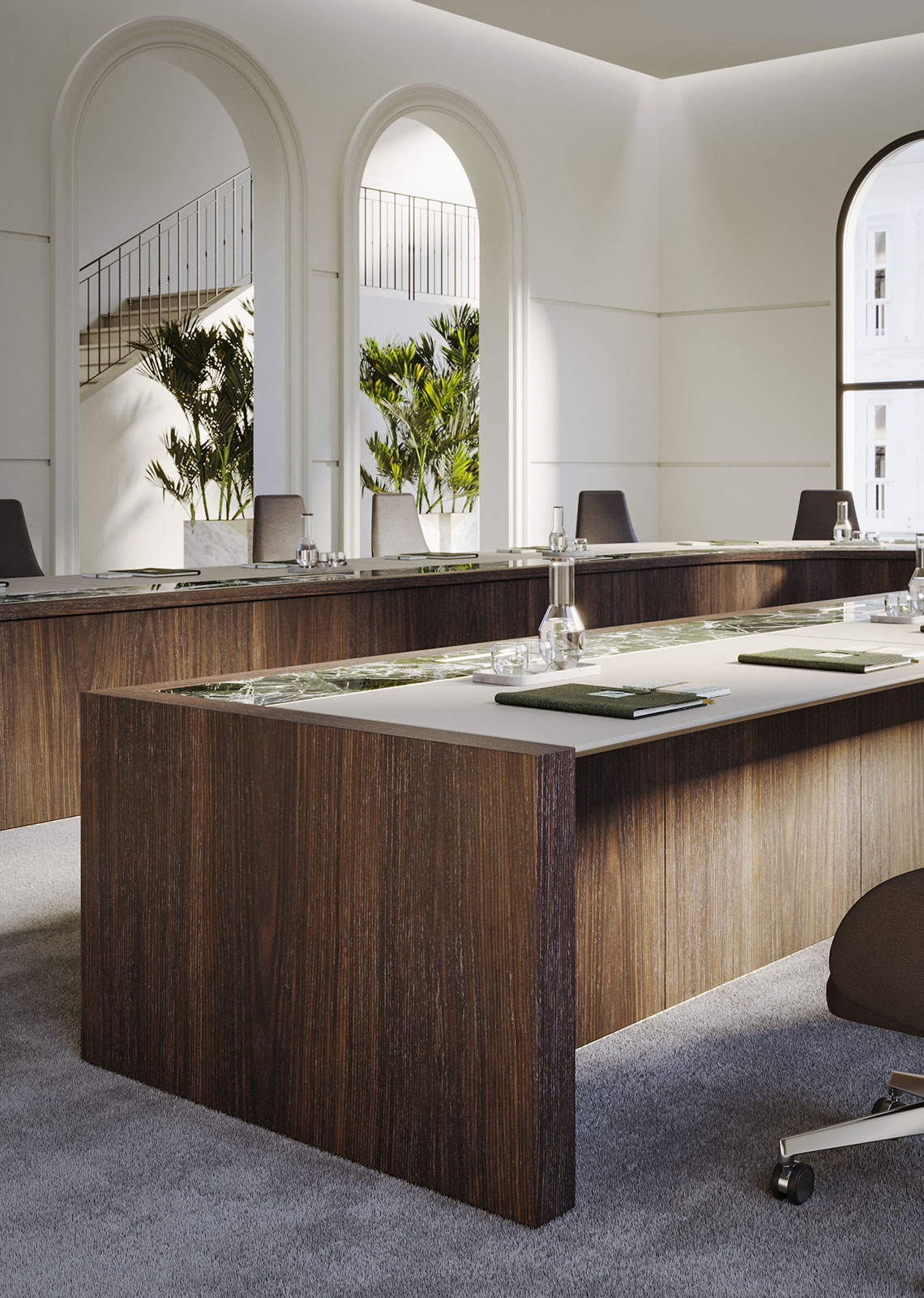 Elegant customisable U-shaped wooden meeting table - Bespoke PROF