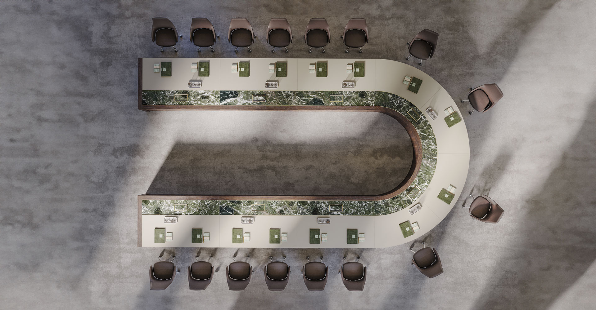 Elegant customisable U-shaped wooden meeting table - Bespoke PROF