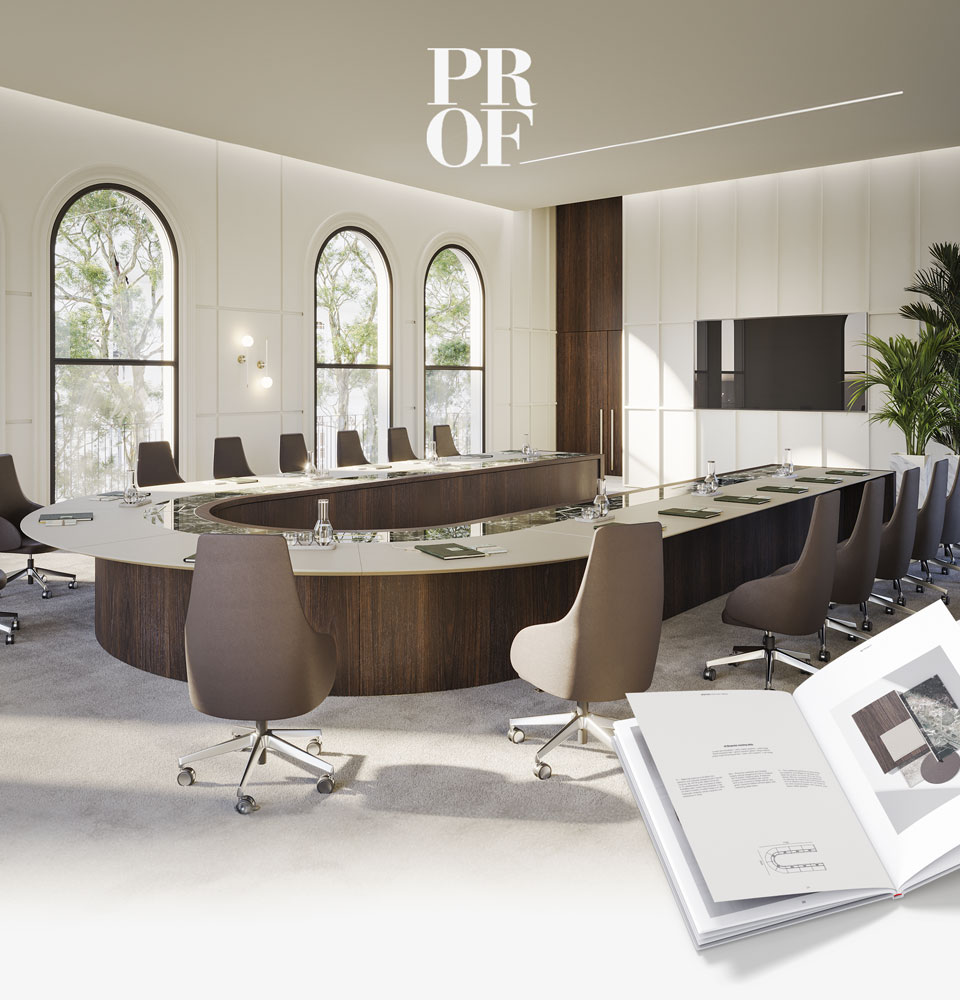 Elegant customisable U-shaped wooden meeting table - Bespoke PROF