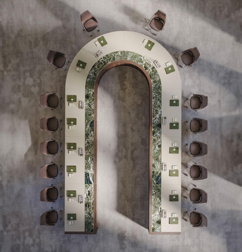 Elégante table de réunion en bois en forme de U personnalisable - Bespoke PROF