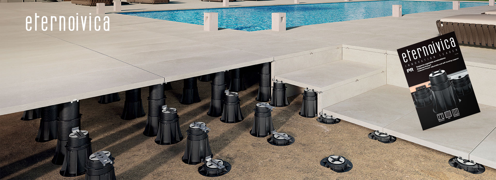 Pedestal Prime adjustable and self-levelling support by Eterno Ivica: speeds up the laying phase
