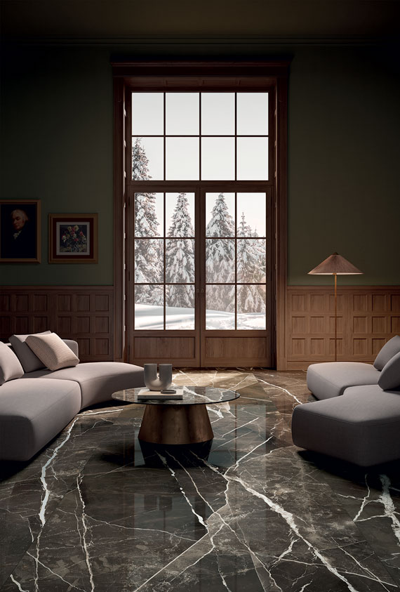 Crystals and transparent elements embedded in the veining of marble ...