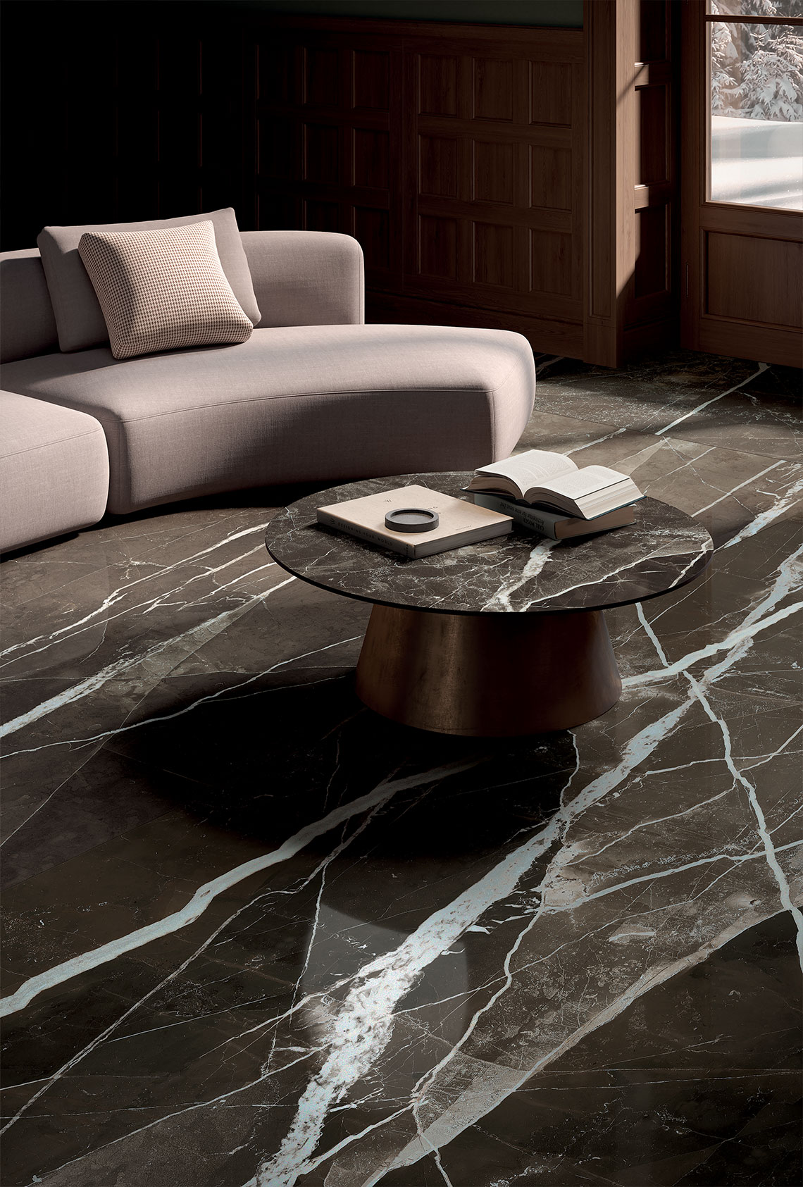 Crystals and transparent elements embedded in the veining of marble ...