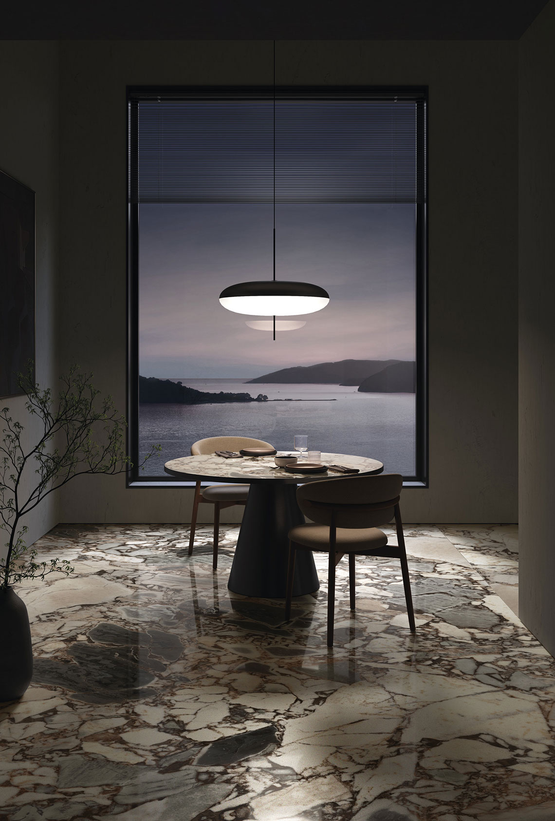 Crystals and transparent elements embedded in the veining of marble ...