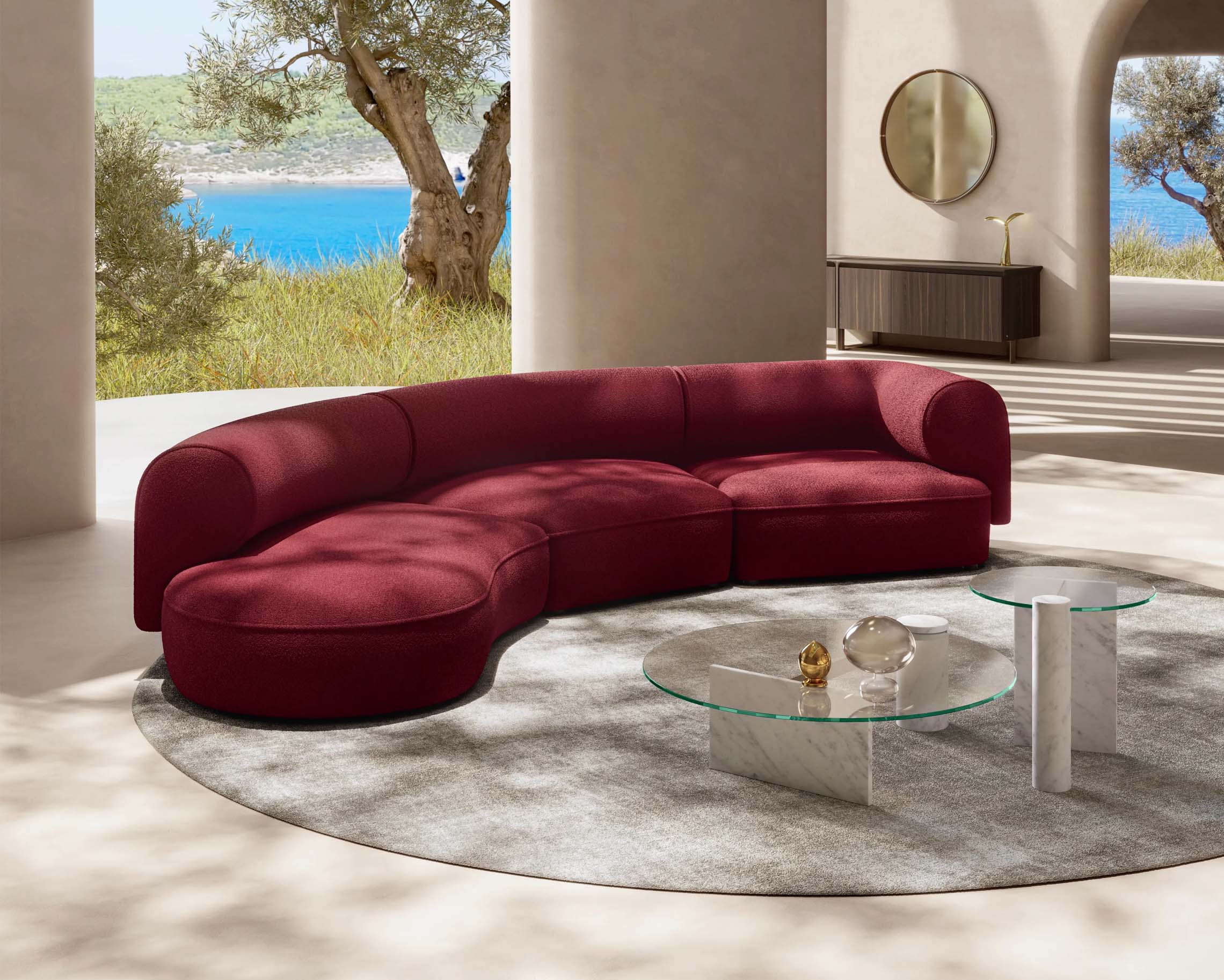 Melody, modular sofa by Natuzzi: linear structure and enveloping comfort
