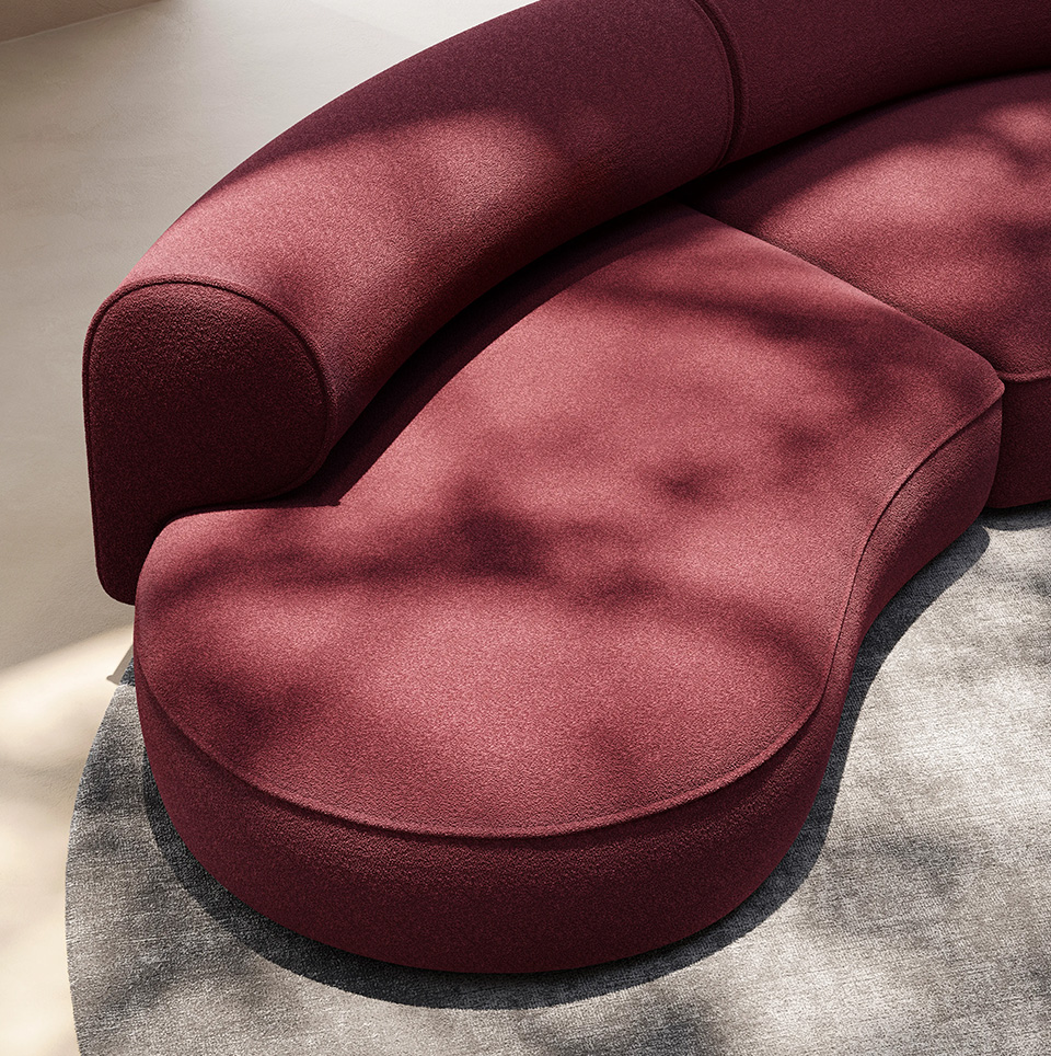 Melody, modular sofa by Natuzzi: linear structure and enveloping comfort