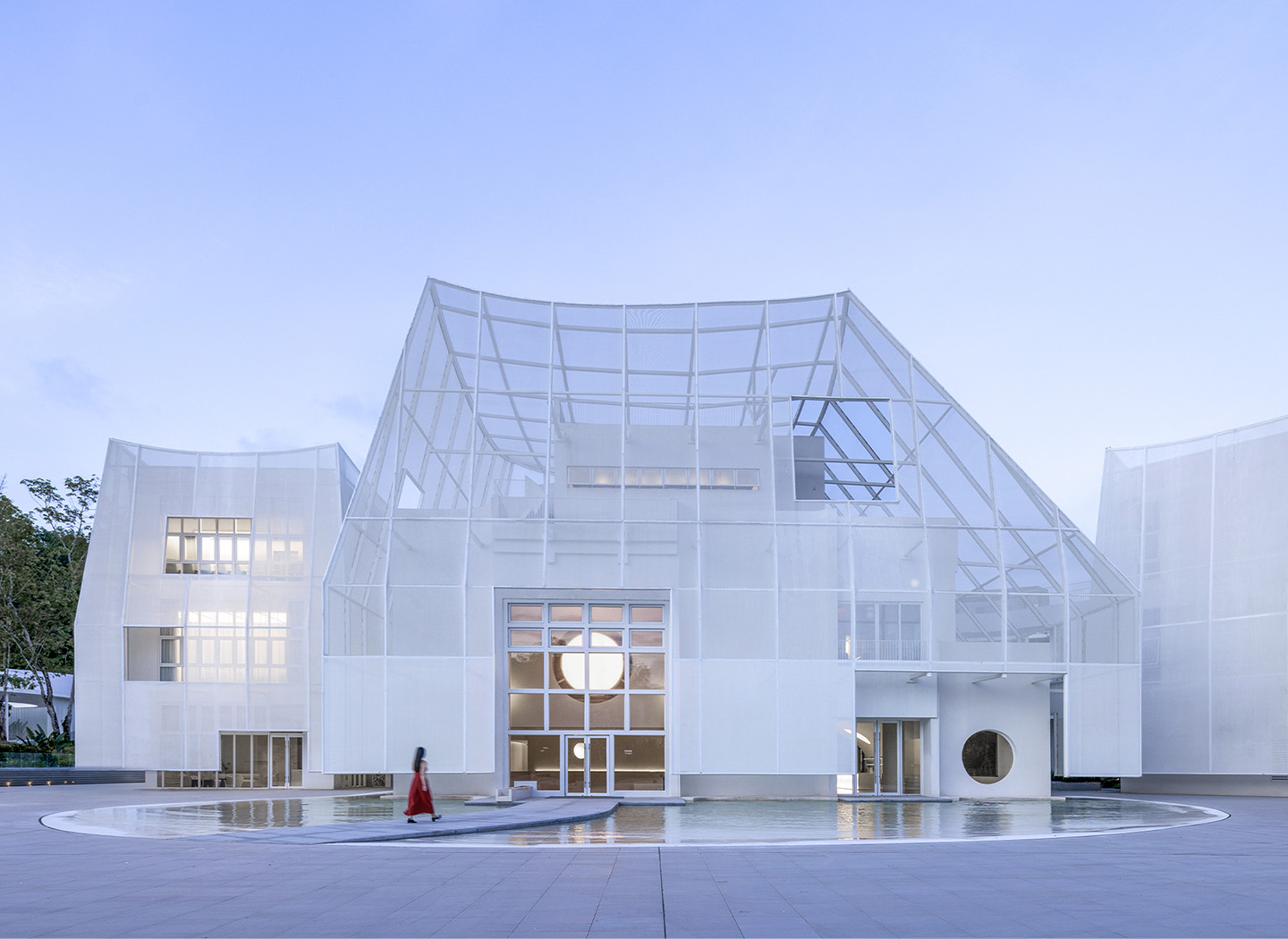 Mesh-structure membrane for textile facades: Tenseo Frontside 381 by Serge Ferrari