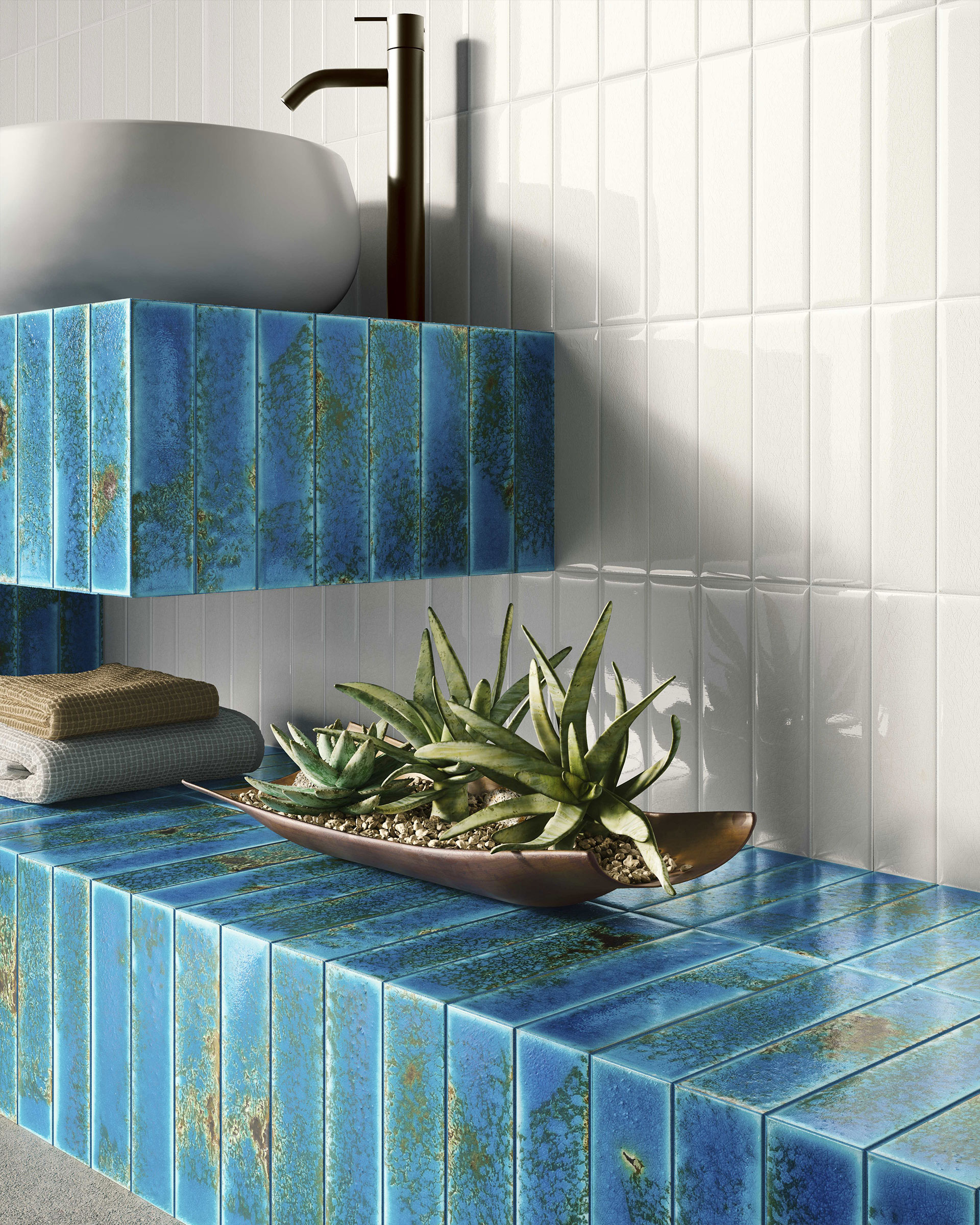 Italian handmade ceramic wall tiles: Acquariodue Metamorphosis
