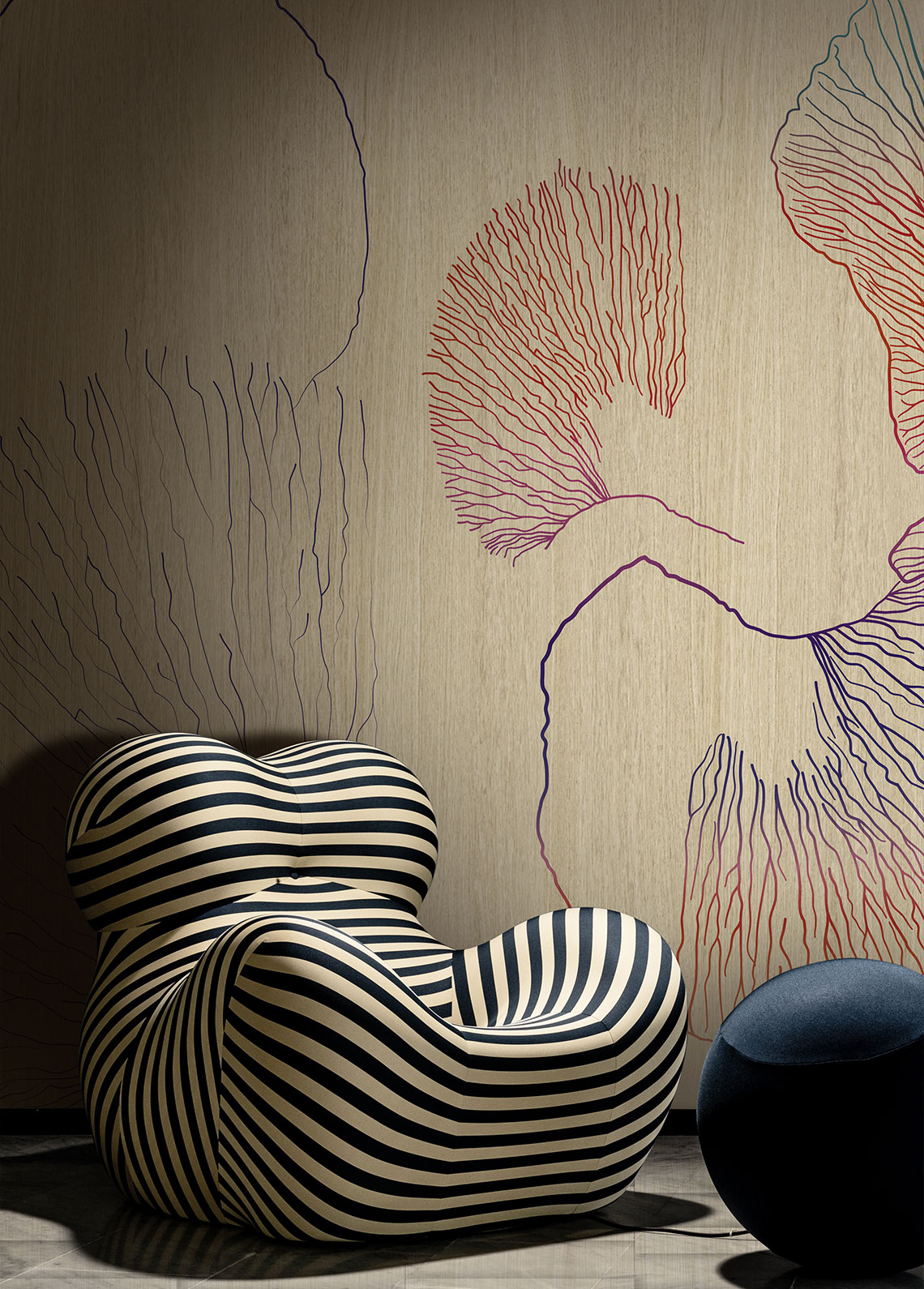 Touch Wood, wallpaper becomes wood