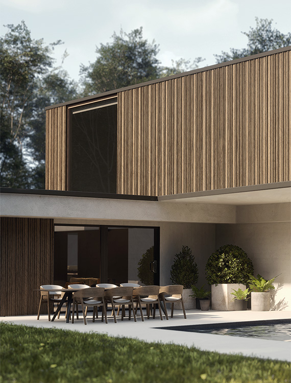 Linarte, the Renson façade cladding: discover the new Wood Design finishes