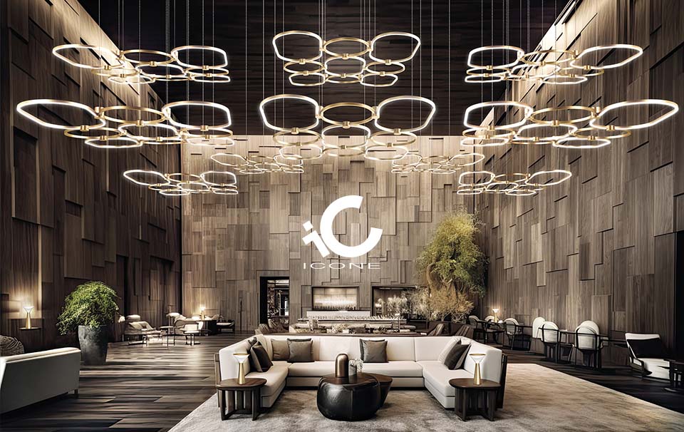 Icone lighting: geometric shapes and finishes to suit any context