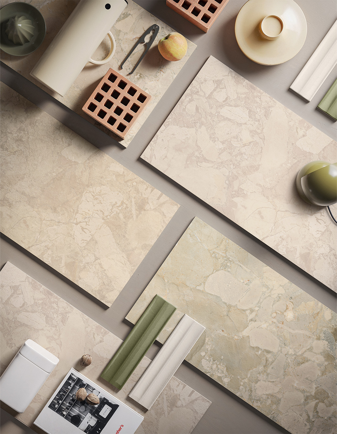 Arkigem by Marca Corona: porcelain tiles inspired by brecciated stone